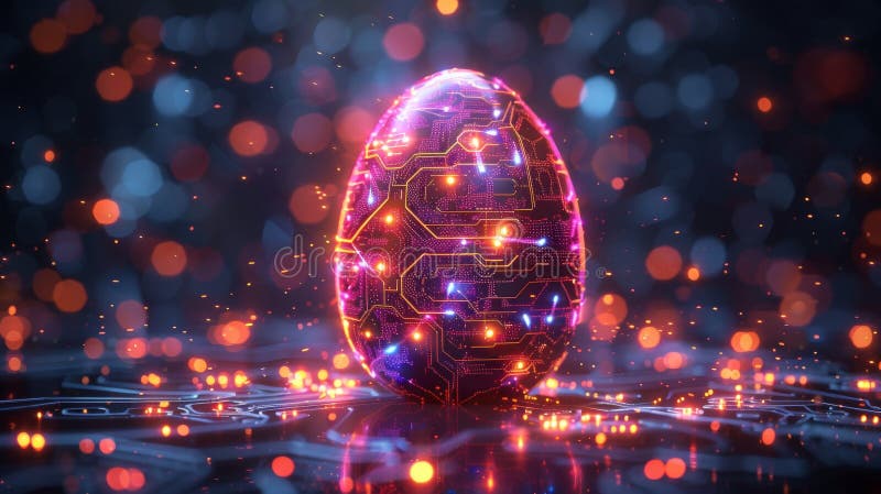 The Futuristic Easter Egg is Stylized in Tech Style with a Circuit ...