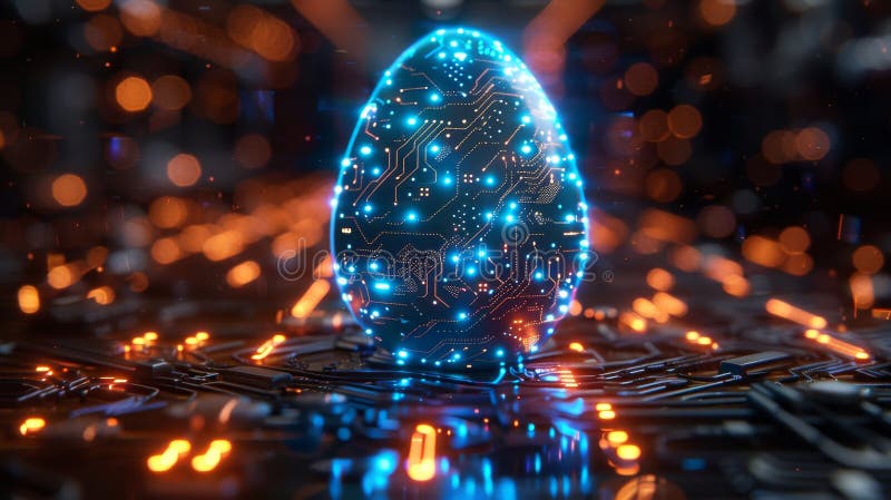 A Futuristic Easter Egg in Tech Style. Digital Modern Illustration of ...