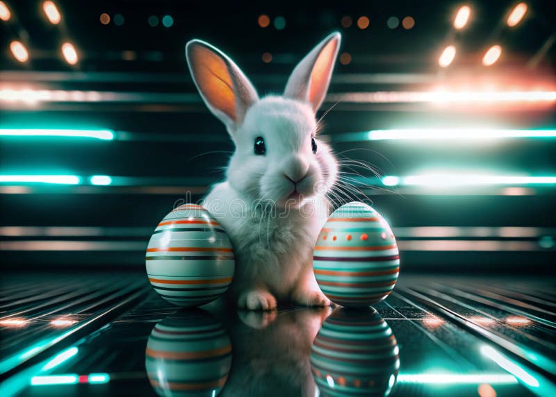 A Futuristic of Easter with Glowing Holographic Generative Ai Stock ...