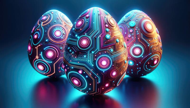 Futuristic Easter Still Life. Easter Eggs Modern Sci Fi Decor. Stock ...