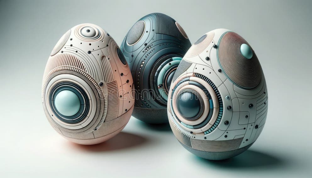 Futuristic Easter Still Life. Easter Eggs Modern Sci Fi Decor. Stock ...