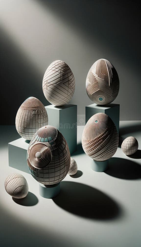 Futuristic Easter Still Life. Easter Eggs Modern Sci Fi Decor. Stock ...