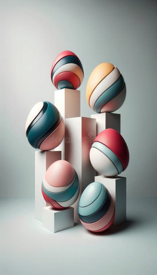 Futuristic Easter Still Life. Easter Eggs Modern Sci Fi Decor. Stock ...