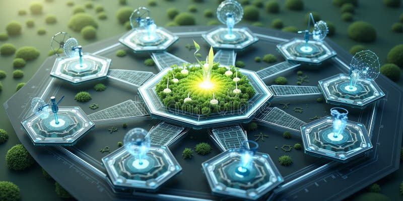 Futuristic Eco-Centric Smart City Network Stock Illustration ...