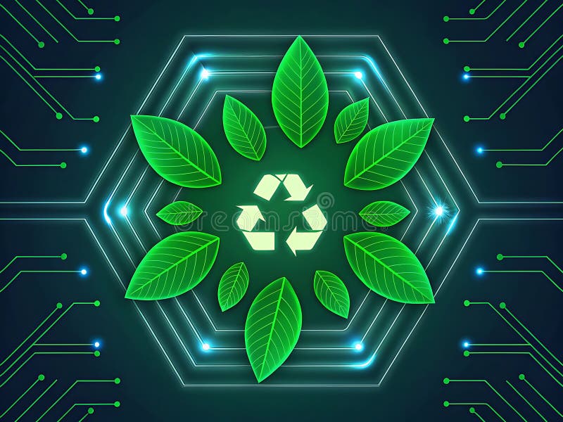 Futuristic Eco Concept with Digital Elements and Recycling Theme Stock ...