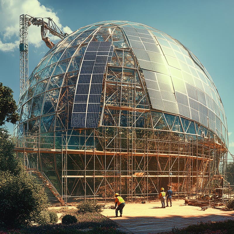 Futuristic Eco-Dome Structure Under Construction with Sustainable ...