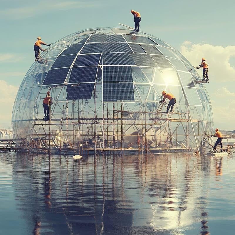 Futuristic Eco-Dome Structure Under Construction with Sustainable ...