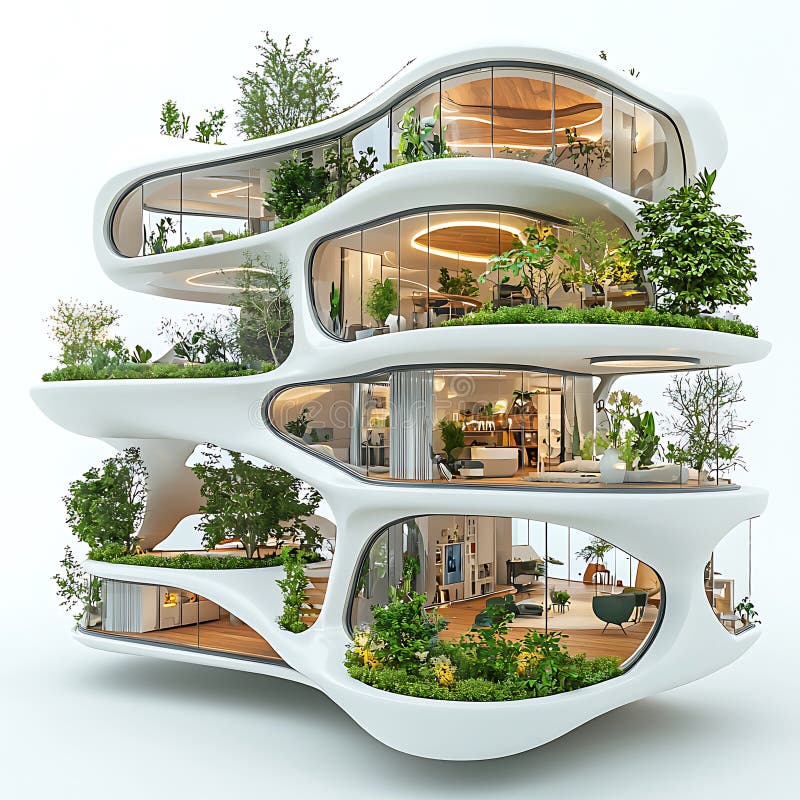 Futuristic EcoFriendly House Design Modern Architecture with Integrated ...