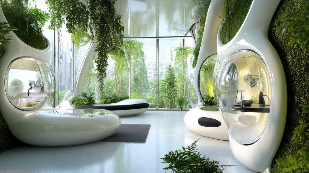 Futuristic Eco-friendly Modular Home in Nature Stock Photo - Image of ...