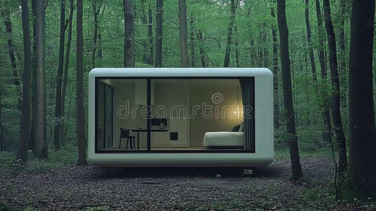 Futuristic Eco-friendly Modular Home in Nature Stock Image - Image of ...