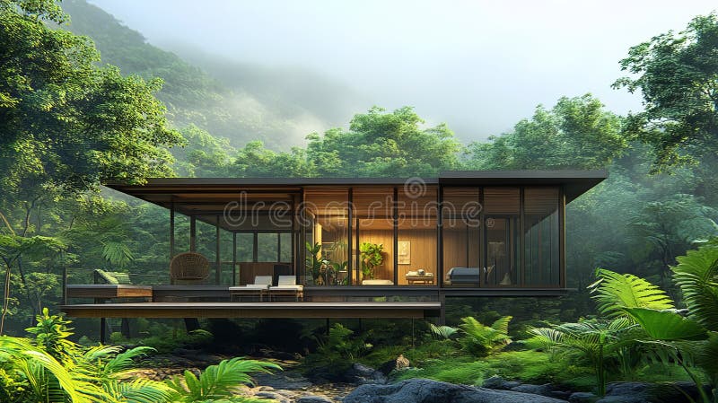 Futuristic Eco-friendly Modular Home in Nature Stock Image - Image of ...