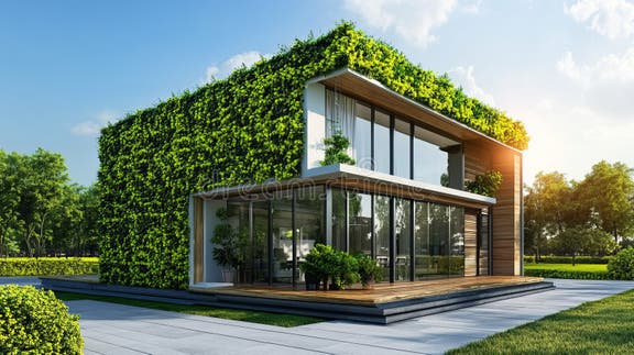 Futuristic Eco-friendly Modular Home in Nature Stock Photo - Image of ...