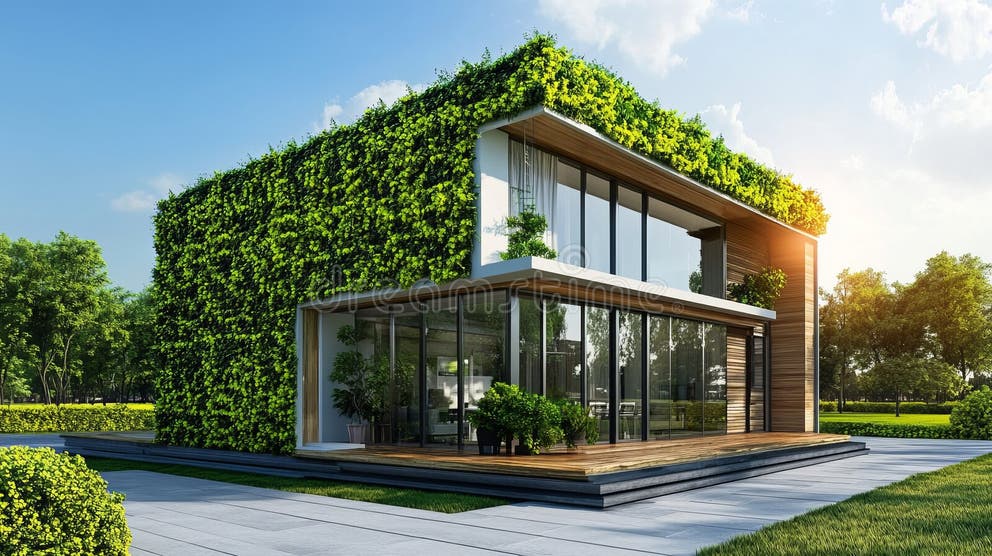 Futuristic Eco-friendly Modular Home in Nature Stock Photo - Image of ...