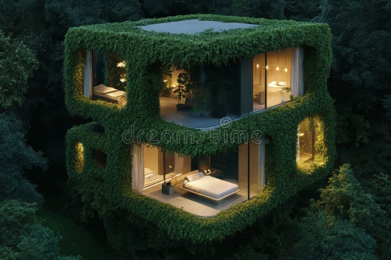 Futuristic Eco-friendly Modular Home in Nature Stock Image - Image of ...