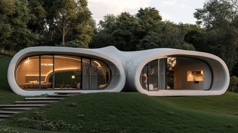 Futuristic Eco-friendly Modular Home in Nature Stock Photo - Image of ...