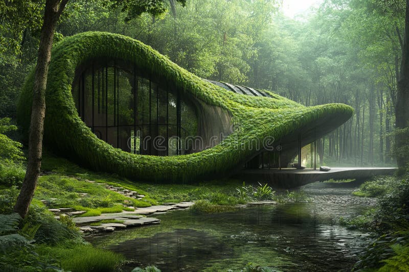 Futuristic Eco-friendly Modular Home in Nature Stock Photo - Image of ...