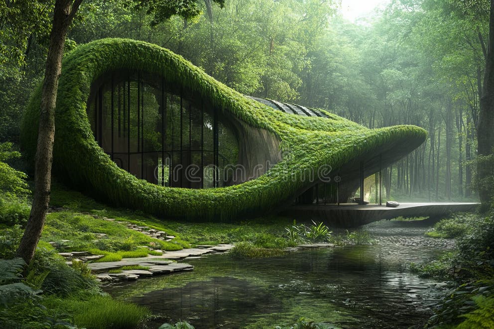Futuristic Eco-friendly Modular Home in Nature Stock Photo - Image of ...