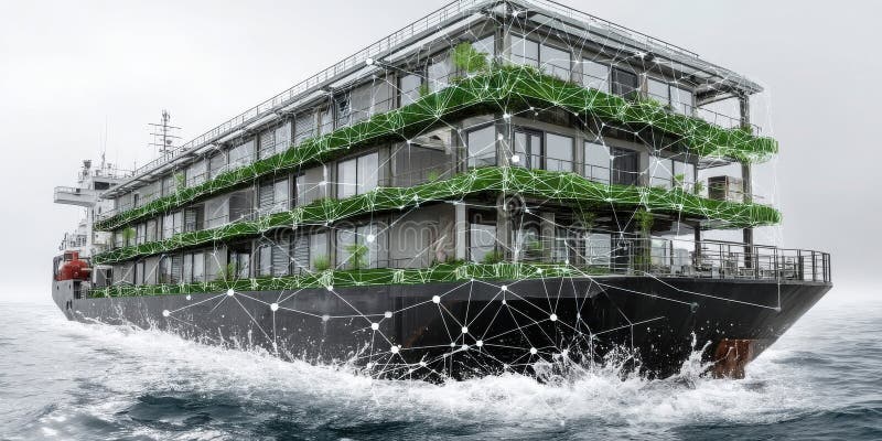 Futuristic Eco-Friendly Ship with Greenery and Technology Sailing on ...