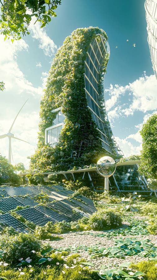 Futuristic Eco-friendly Skyscraper with Vertical Gardens and Solar ...