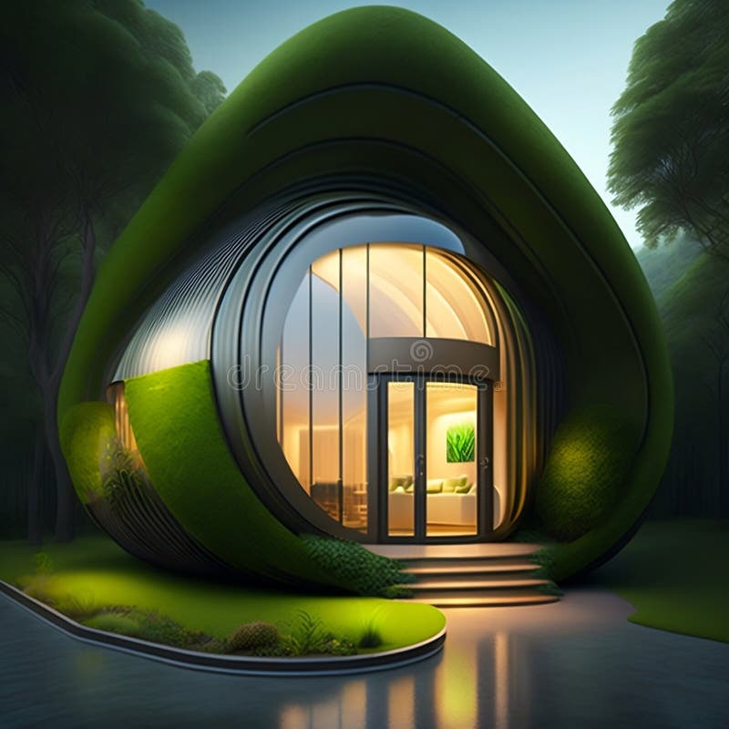 Green House Design Sustainability- Generated by Ai Stock Illustration ...