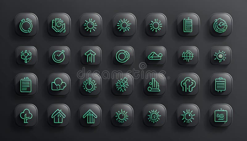 Futuristic Eco-Tech Icons: Smart Sustainability Interface Stock ...