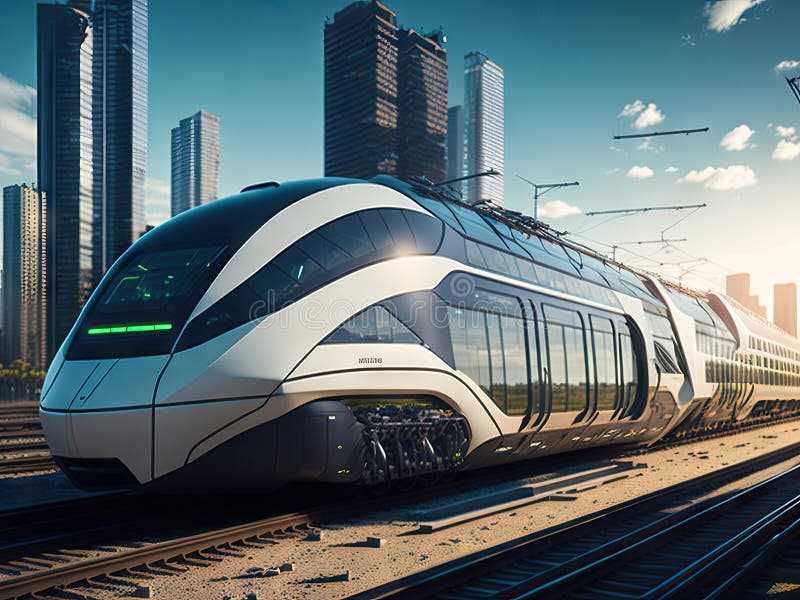 Futuristic Ecofriendly Electric Train. Ai Generative Stock Illustration ...