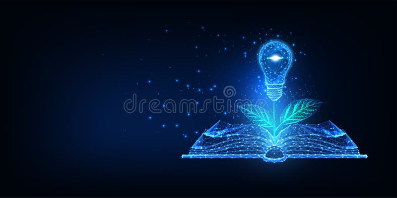 Futuristic Ecological Creative Learning Concept with Glowing Open Book ...