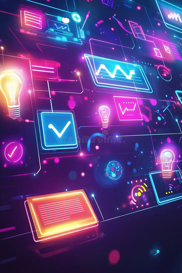 Futuristic Educational Concept Features Floating Digital Screens with ...