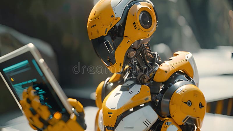 Futuristic Efficiency: Robot Demonstrates Animated Work Processes ...