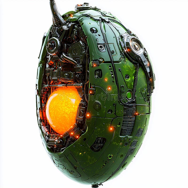 Futuristic Egg Machine with Glowing Orb Inside Concept Art Isolated on ...