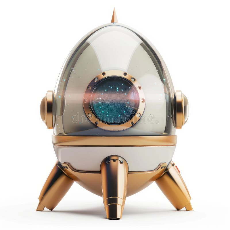 Futuristic Egg-Shaped Spaceship: Ready for Launch Stock Illustration - Illustration of windows ...