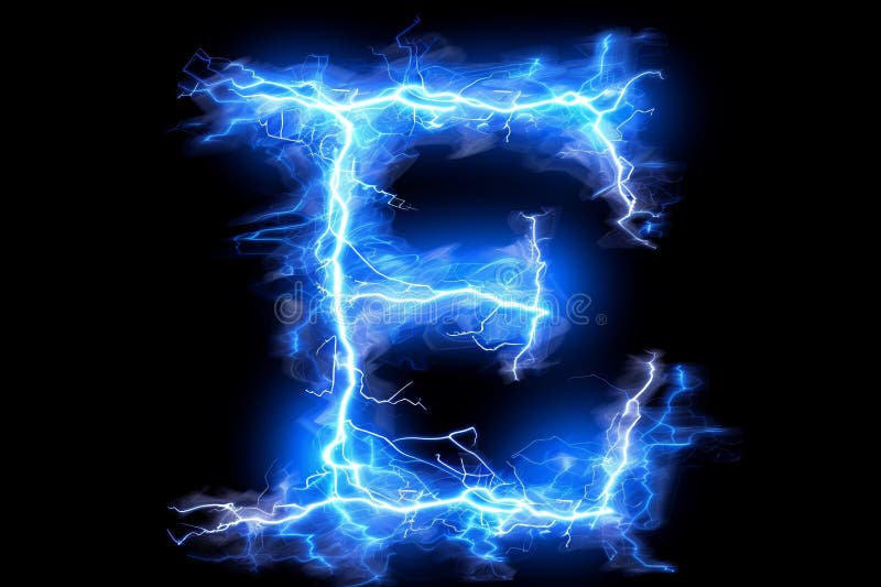 Futuristic Electric Arcs Create Sci Fi Letter E on Dark Background, a ...