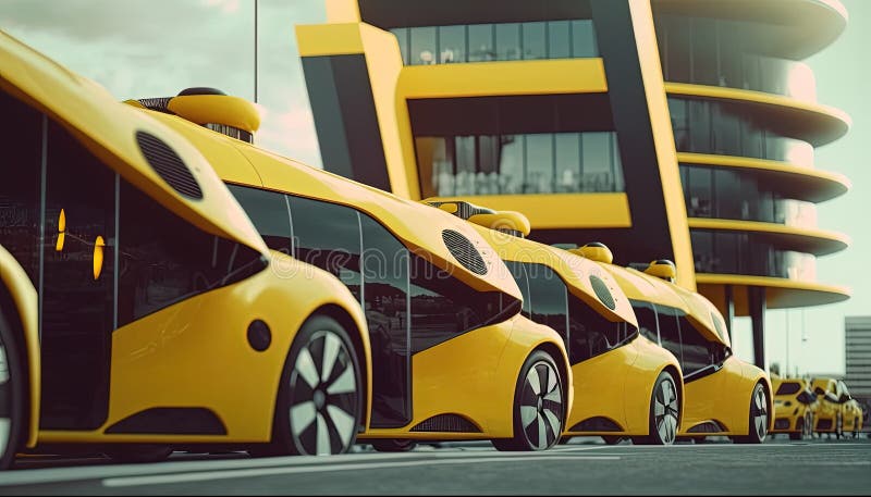 Futuristic Electric Car, Autonomous Taxi Car in a Near Future ... Futuristic Electric Car, Autonomous Taxi Car in a Near Future ...