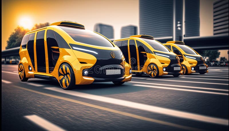 Futuristic Electric Car, Autonomous Taxi Car in a Near Future ... Futuristic Electric Car, Autonomous Taxi Car in a Near Future ...