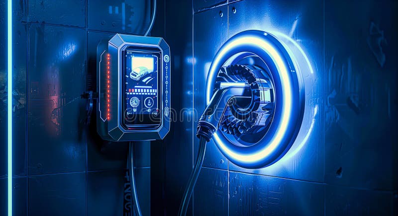 Futuristic Electric Car Charging Station Interface Stock Illustration ...