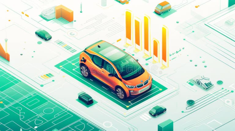 Futuristic Electric Car with Data Visualization Elements Stock Image - Image of mobility, design ...