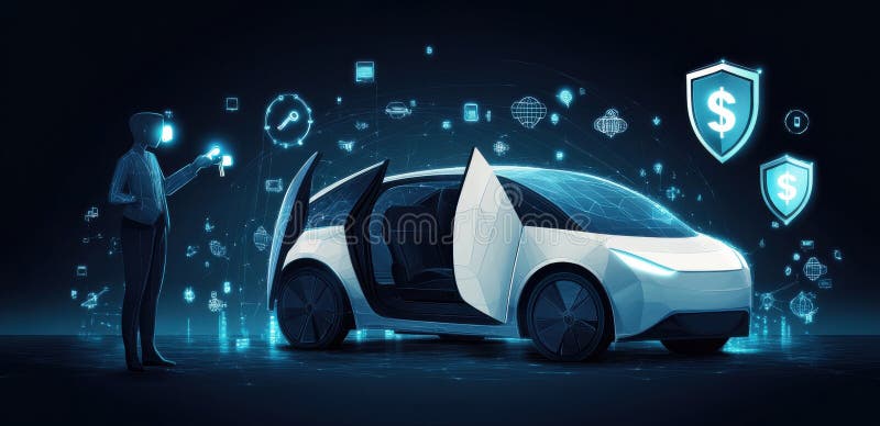 Futuristic Electric Car with Immersive Technology and Digital Interface ...