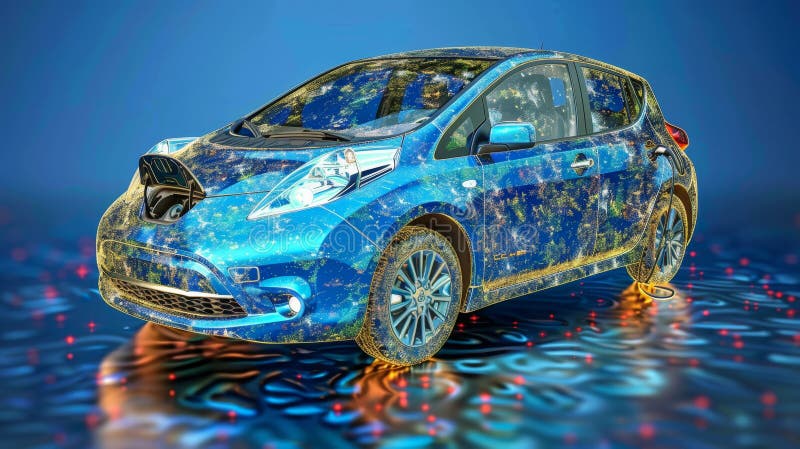 Futuristic Electric Car Showcased Amidst Innovative Technology and Eco ...
