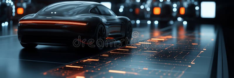 Futuristic Electric Car Showcased in a High-tech Environment with ...