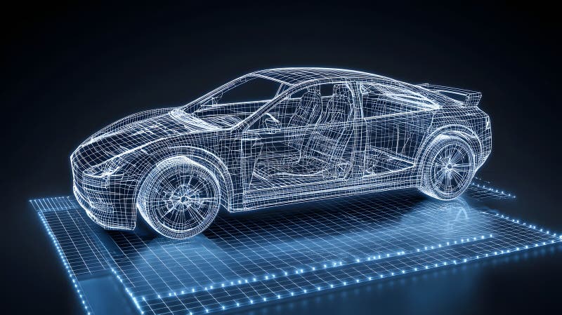 Futuristic Electric Car Wireframe Design Stock Image - Image of vector ...