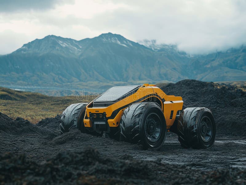 Futuristic Electric Excavator in a Field High Tech Digging with Large ...