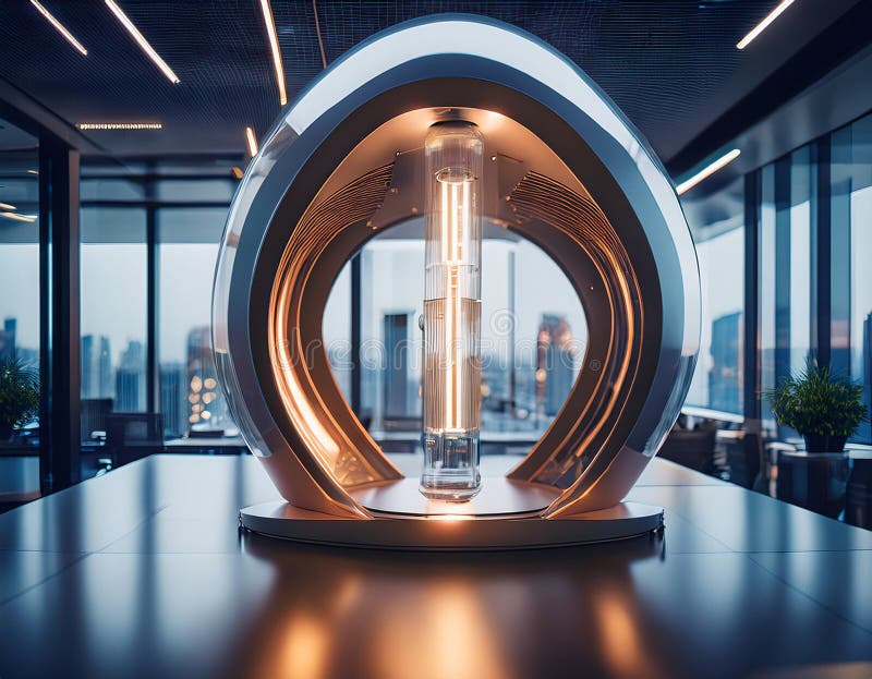A Futuristic Electric Lamp with a Sleek Design in a Modern Office ...