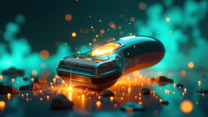Futuristic Electric Razor with Glowing Particles Stock Illustration ...