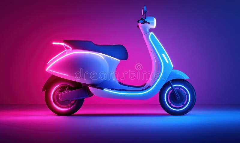 Futuristic Electric Scooter with Neon Glow Stock Illustration ...
