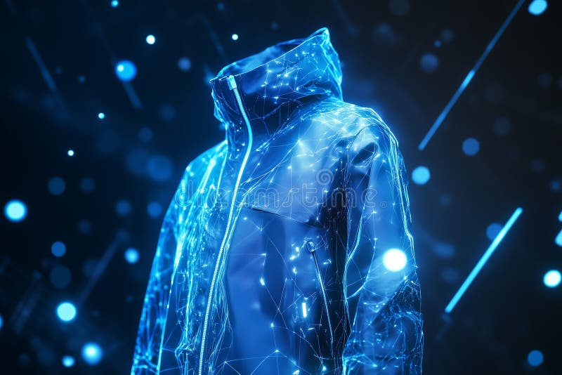 Futuristic Electric Sports Jacket Displayed in a Dynamic Digital ...