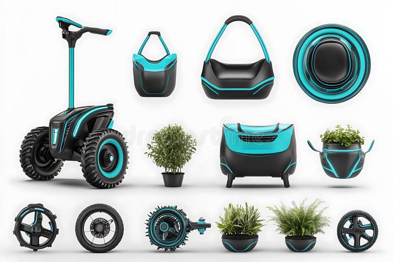 Futuristic Electric Vehicle Design Concept with Accessories Stock ...