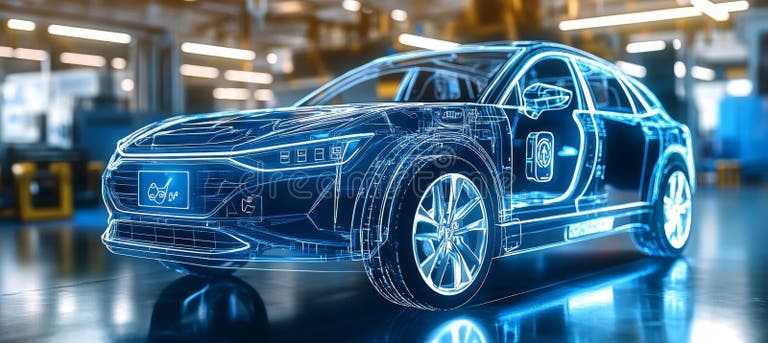 Futuristic Electric Vehicle Design in a Garage with Innovative ...