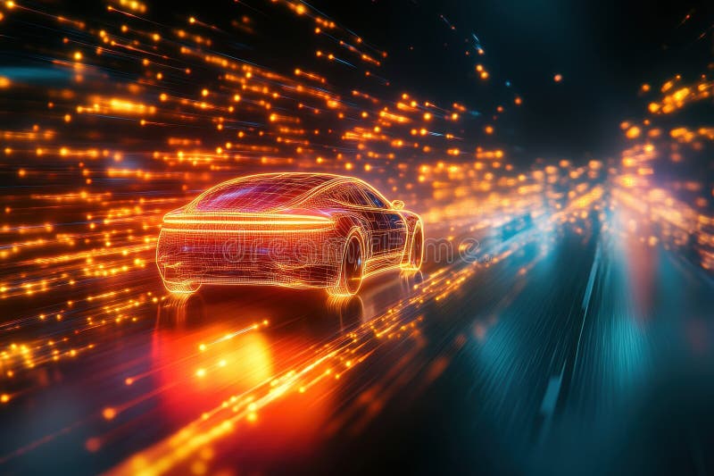 Futuristic Electric Vehicle in Dynamic Motion Stock Illustration ...