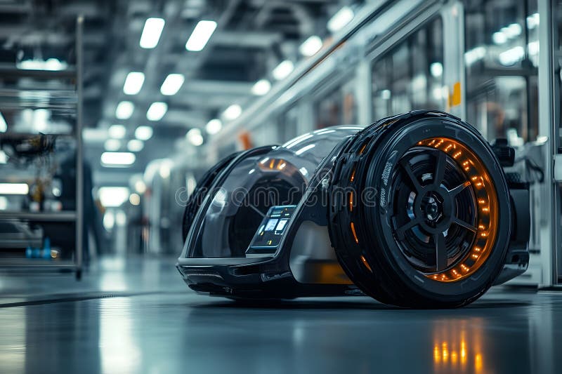 Futuristic Electric Vehicle with Innovative Wheel Design in Modern ...