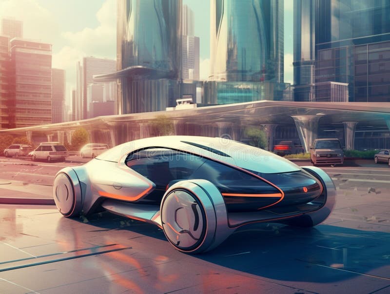 Futuristic Electric Vehicle in a Street Setting. AI-generated Stock ...